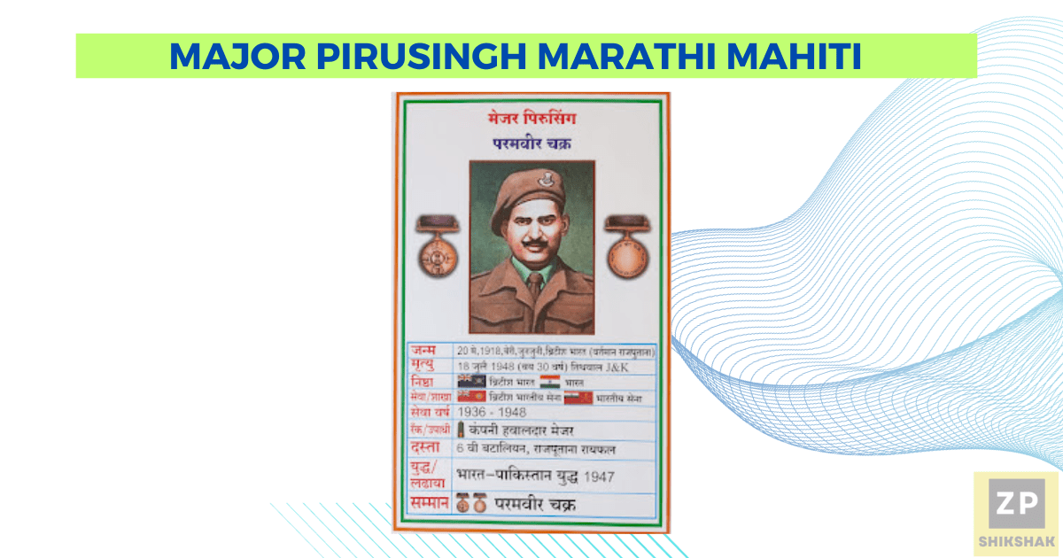 Major pirusingh Marathi Mahiti - ZPshikshak